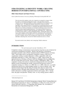 Strategising as identity work: creating heroes in international contracting - CentAUR